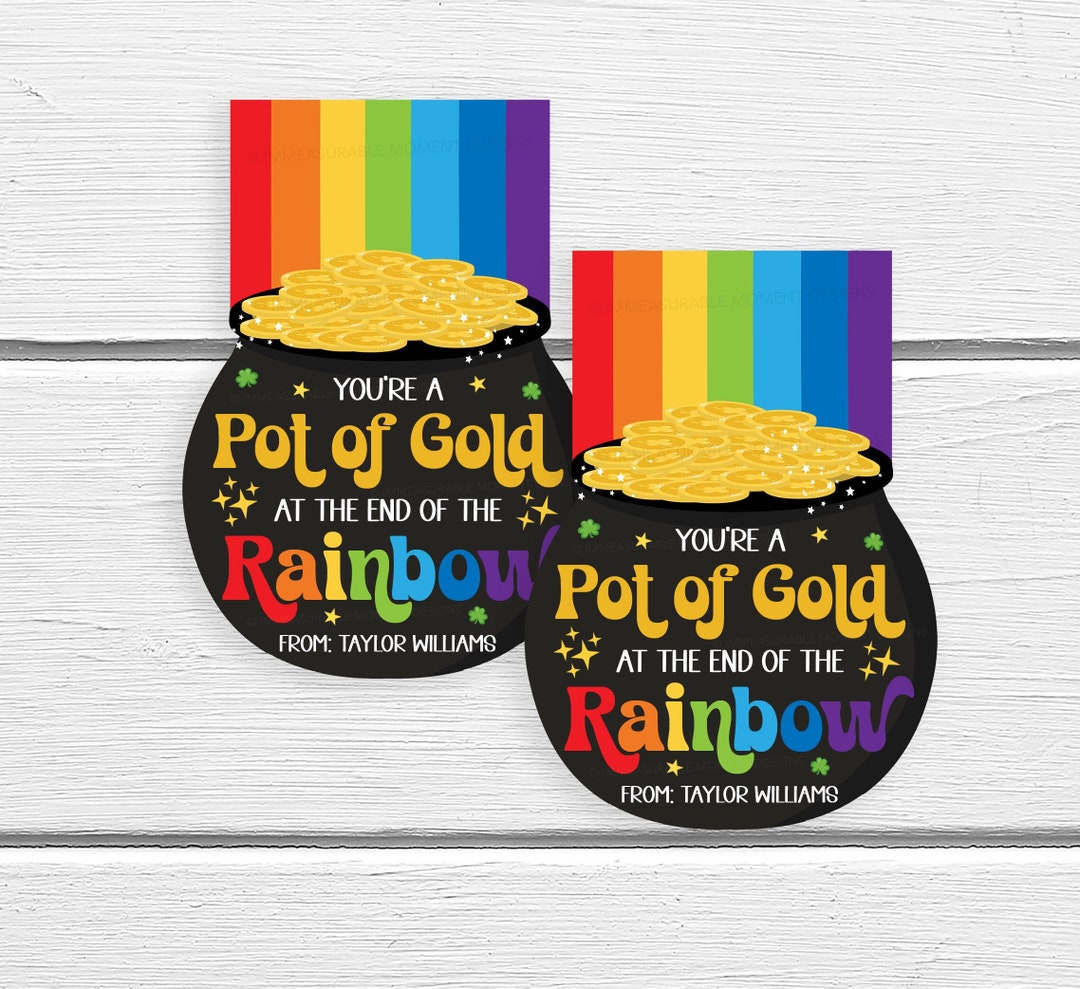 St Patrick's Day Gift Tags, St Patty Candy Tag, Pot of Gold at the End ...
