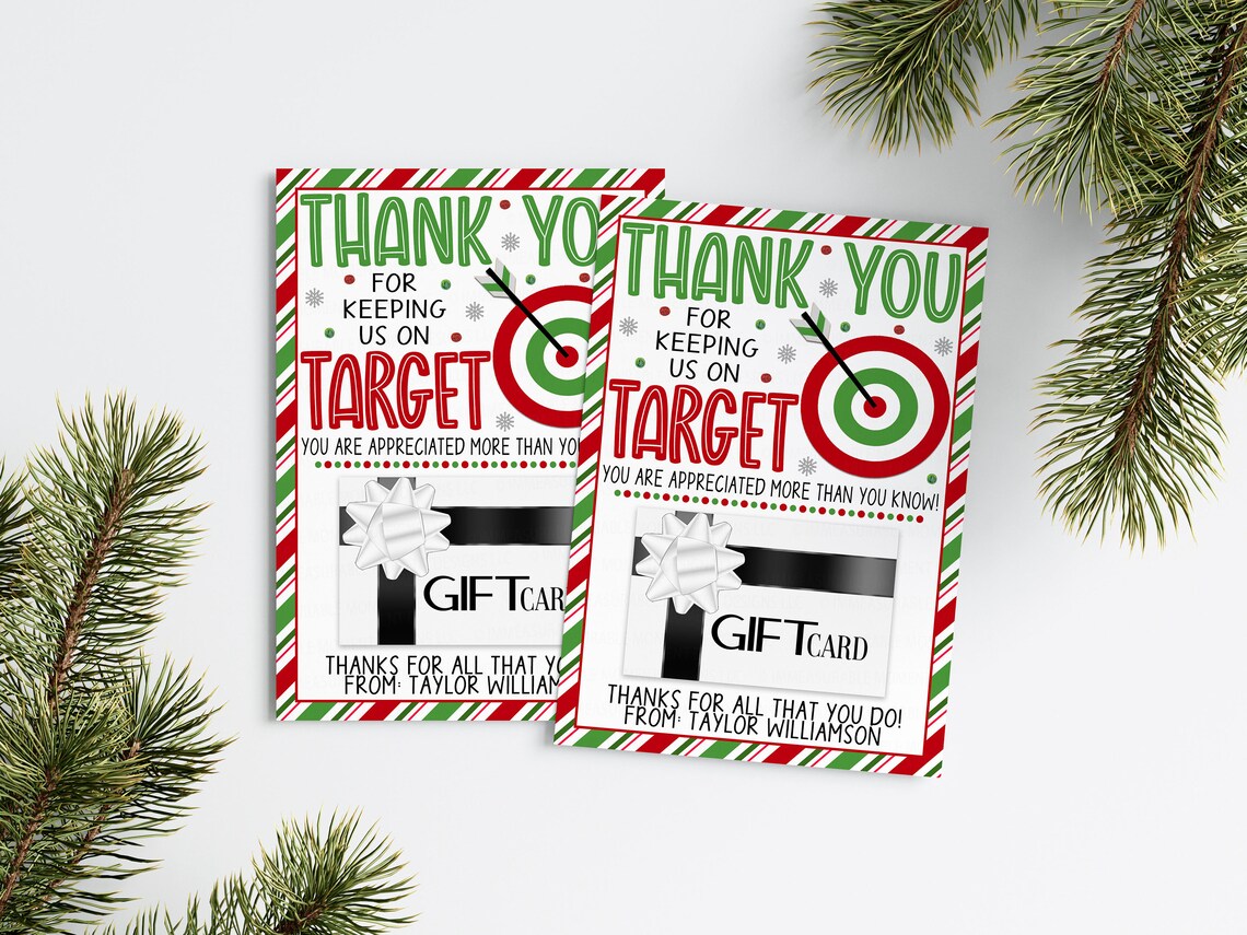 Christmas Target Gift Card Holder, Thank You for Keeping Us on Target ...