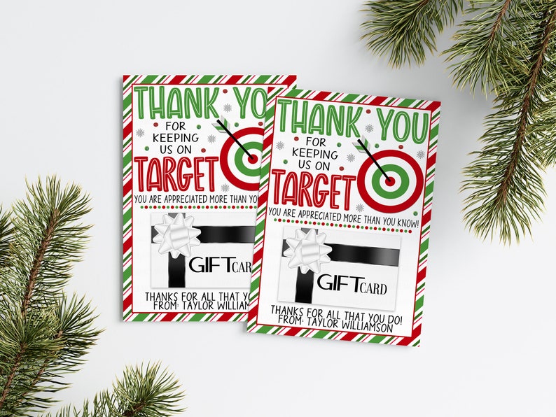 Christmas Target Gift Card Holder, Thank You for Keeping Us on Target ...