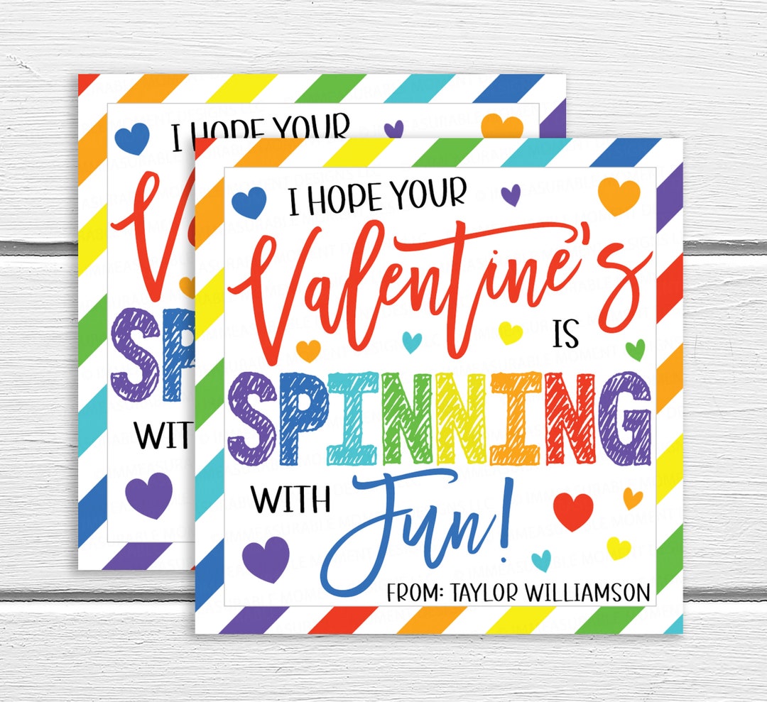 Valentine Fidget Gift Tags, Fidget Spinner Tag, Valentine's is Spinning ...