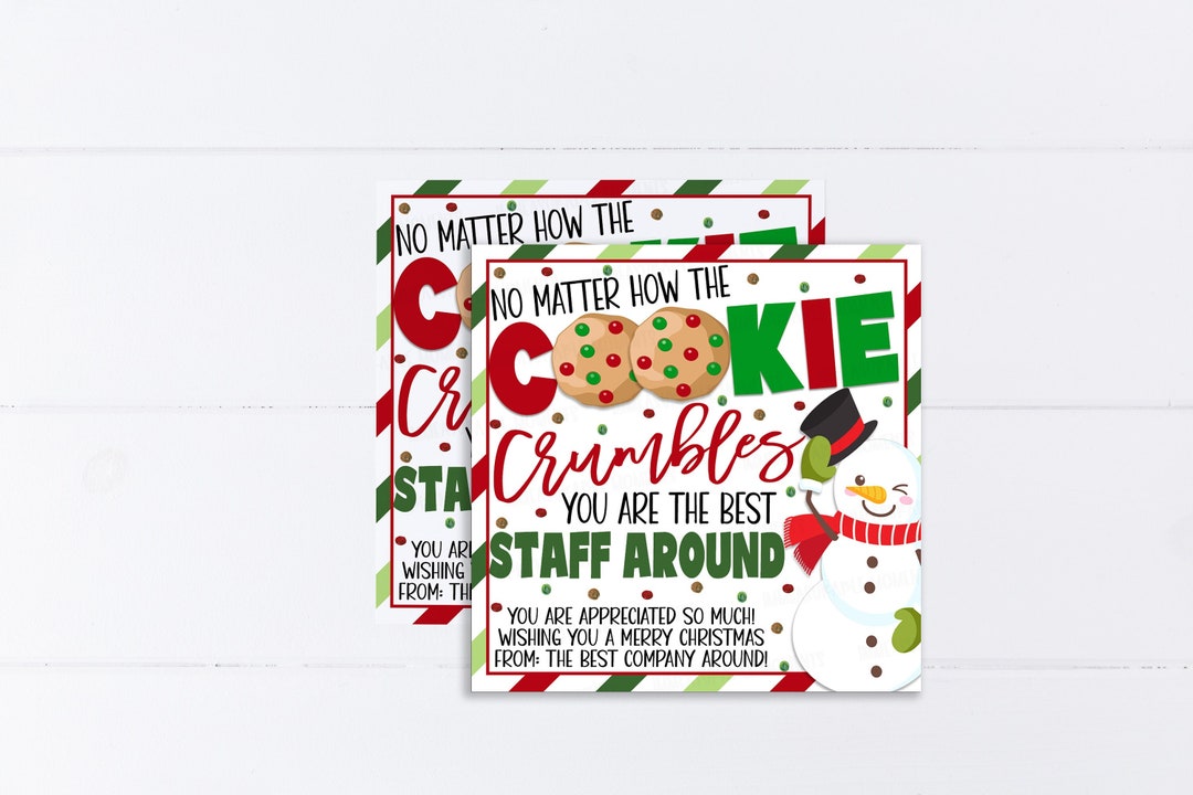 Christmas Cookie Thank You Gift Tag, Editable Employee Teacher Nurse ...