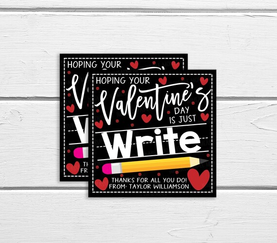 Valentine's Pencil Gift Tags, Editable School Tags, Pencil Pen Marker ...