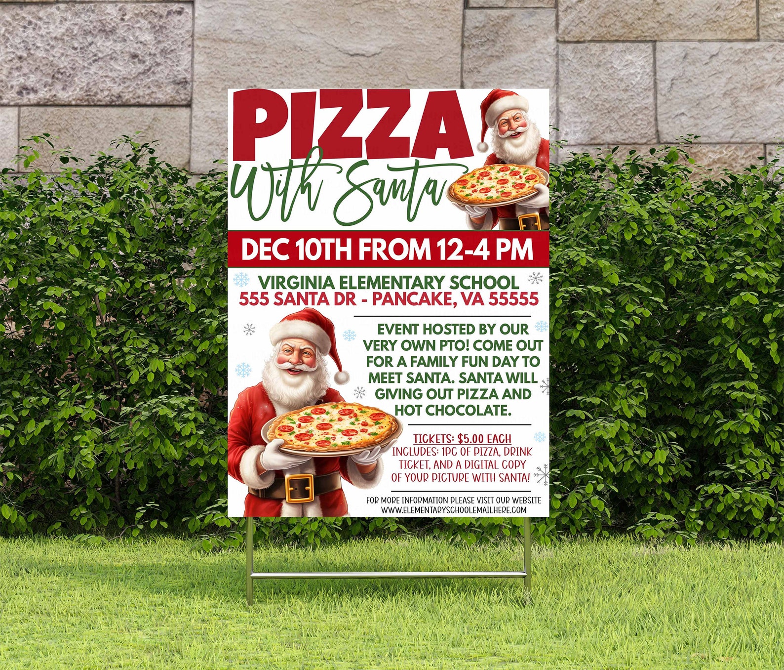 Pizza With Santa Flyer, Pizza & Pictures With Santa Fundraiser, Kids ...