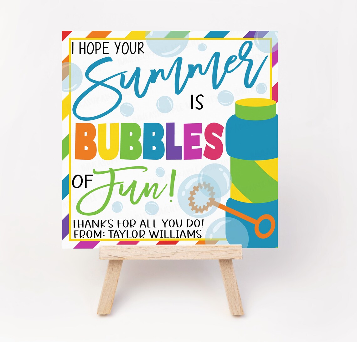 Summer Bubbles Gift Tags Bubbles of Fun End of School Year - Etsy