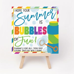 Summer Bubbles Gift Tags, Bubbles of Fun, End of School Year Gift Kids ...