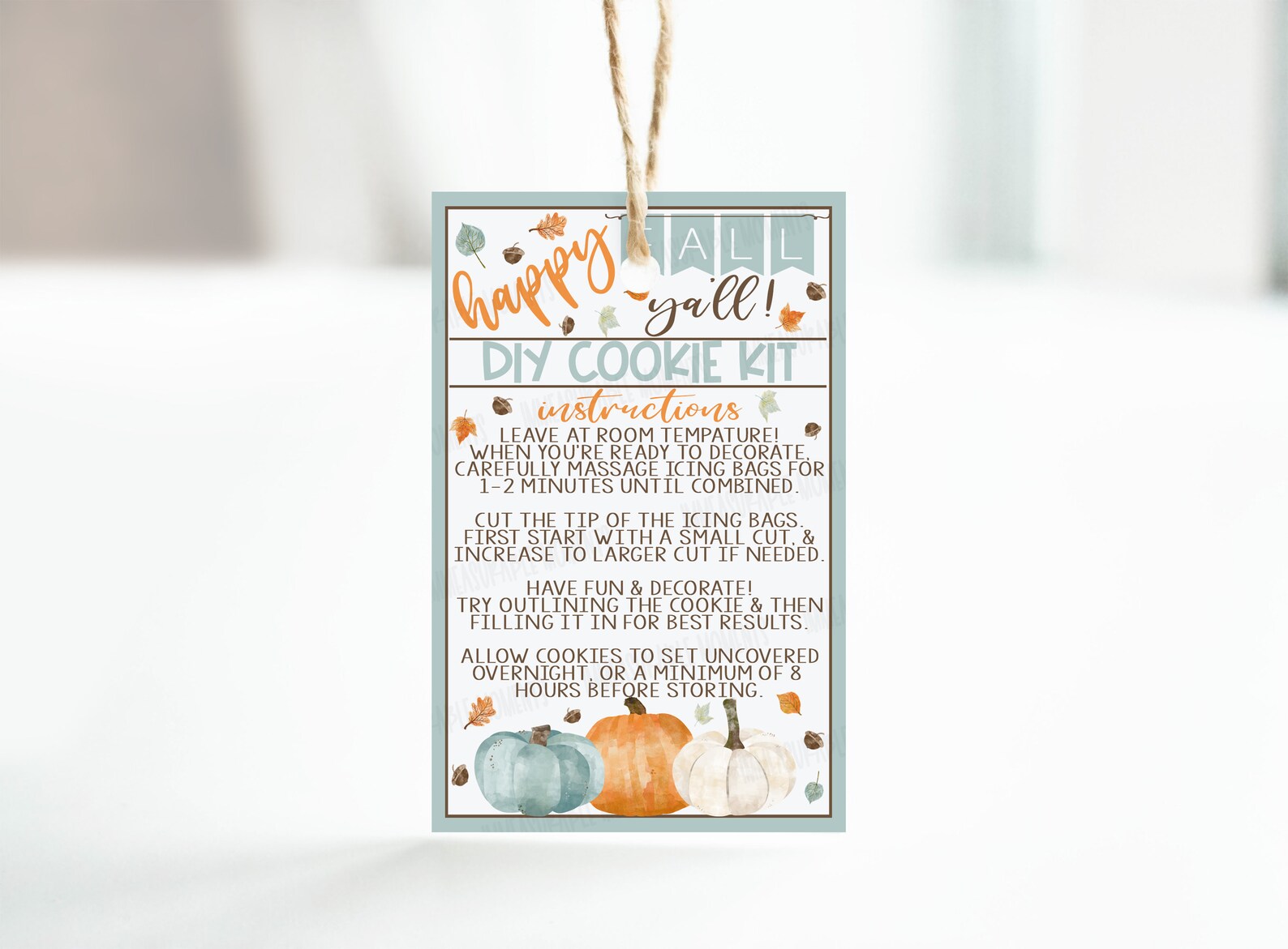 Fall Cookie Tag/card, DIY Cookie Kit Card, Printable Cookie Kit ...