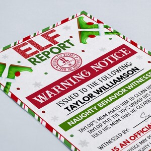 EDITABLE Elf Report, Elf Naughty Warning Letter, Editable Elf Letter ...