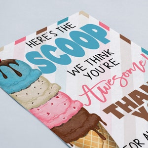 Editable Ice Cream Sign, Here's the Scoop You're Awesome Decoration ...