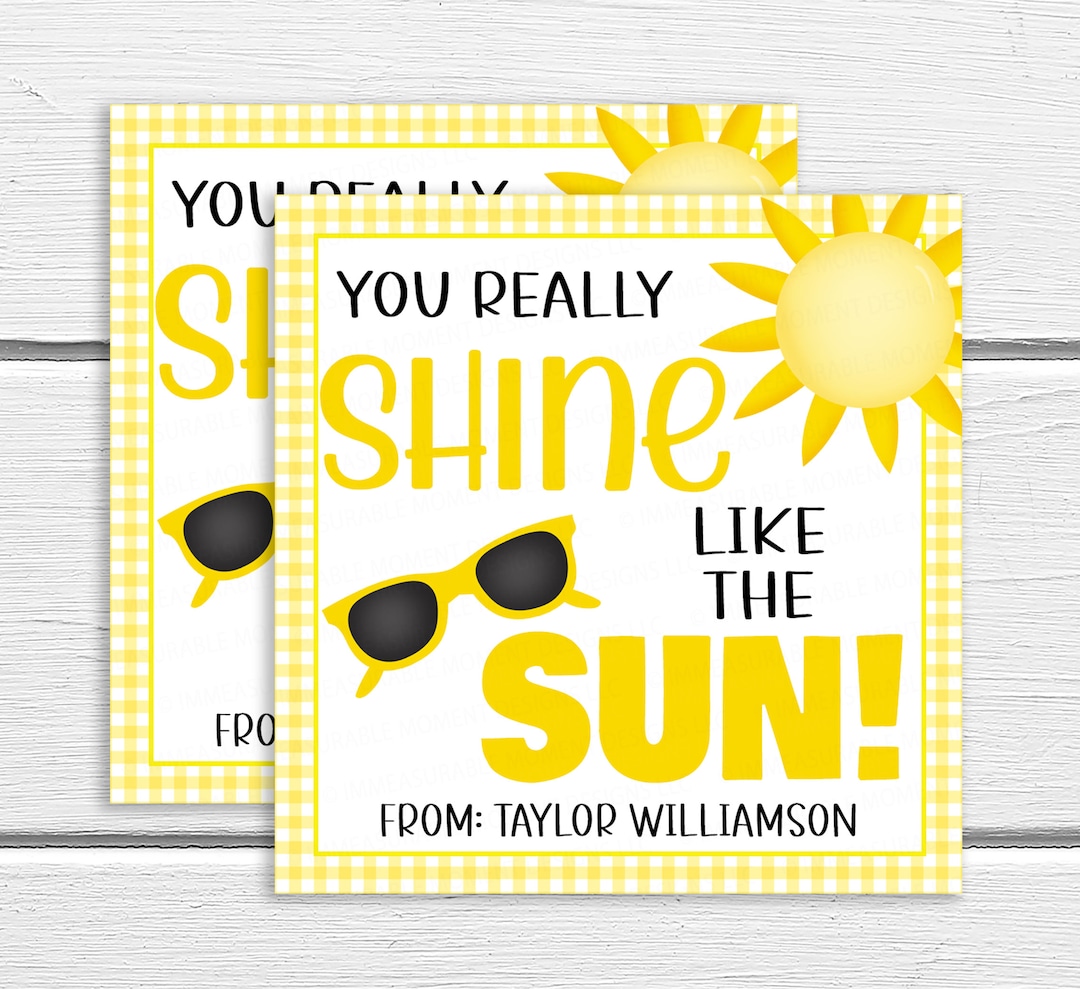 Yellow Box Sunshine Gift Tag, You Shine Like the Sun, Thank You Nurse ...