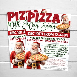 Pizza With Santa Flyer, Pizza & Pictures With Santa Fundraiser, Kids ...