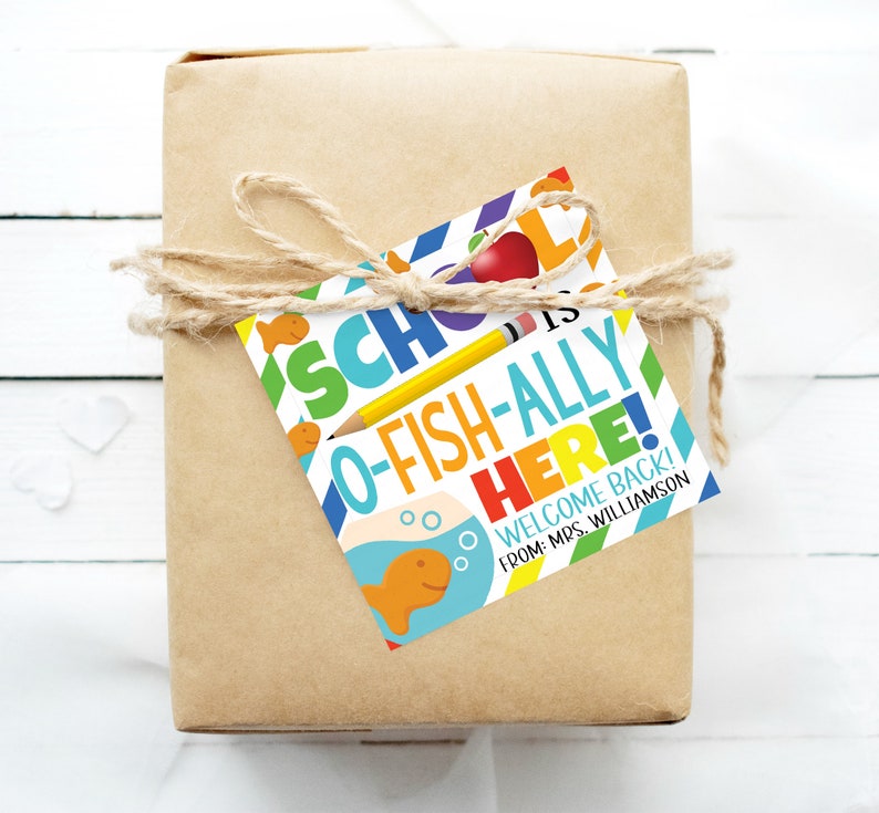 Back to School Goldfish Gift Tags School is O-fish-ally Here - Etsy