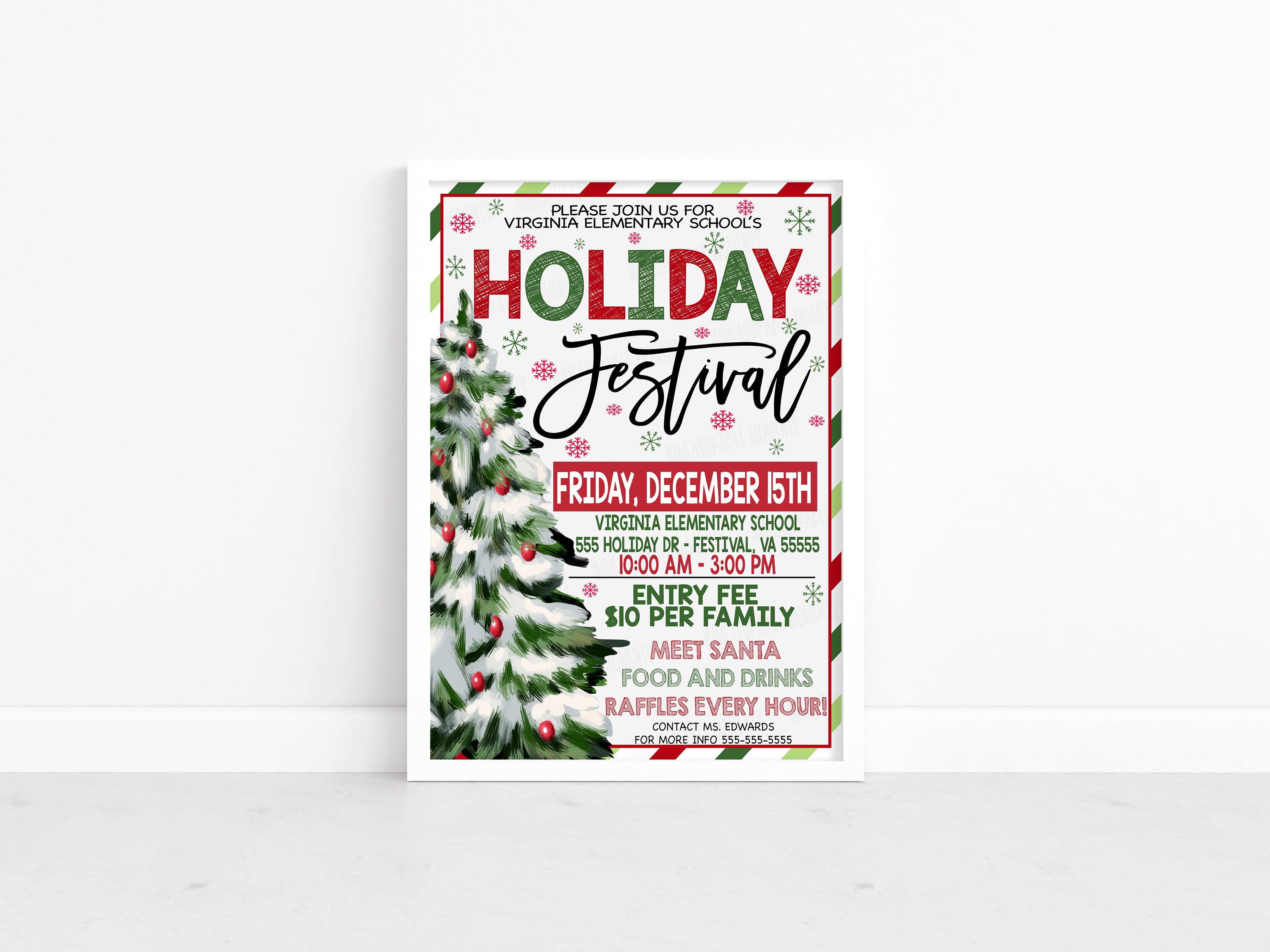 EDITABLE Holiday Winter Festival Flyer Invitation, Holiday Christmas ...
