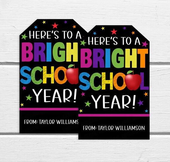 Bright School Year Gift Tag, Back To School Label, First Day Of School ...