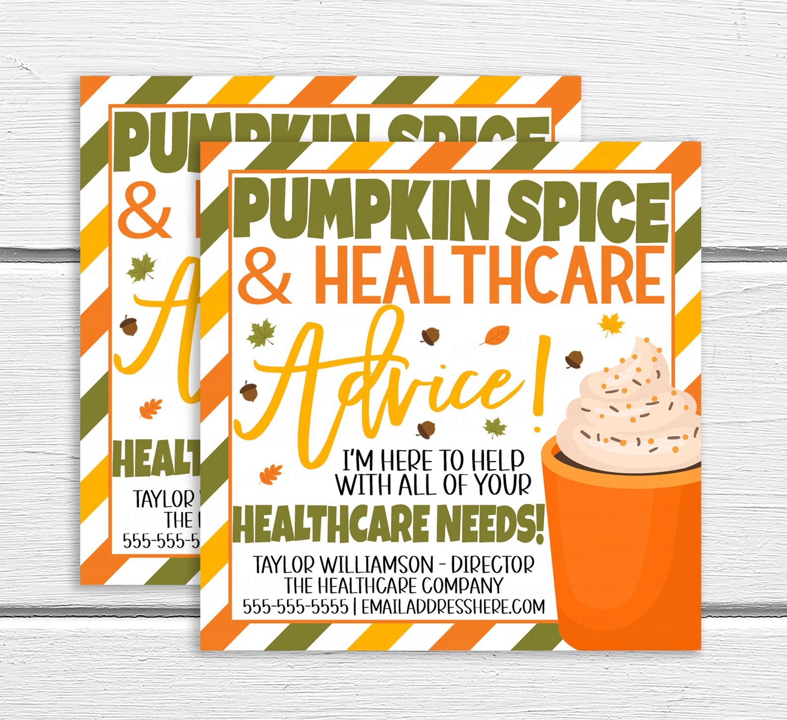 Fall Healthcare Pop-by Gift Tags, Pumpkin Spice & Advice, Autumn ...