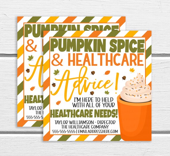 Fall Healthcare Pop-By Gift Tags, Pumpkin Spice & Advice, Autumn ...