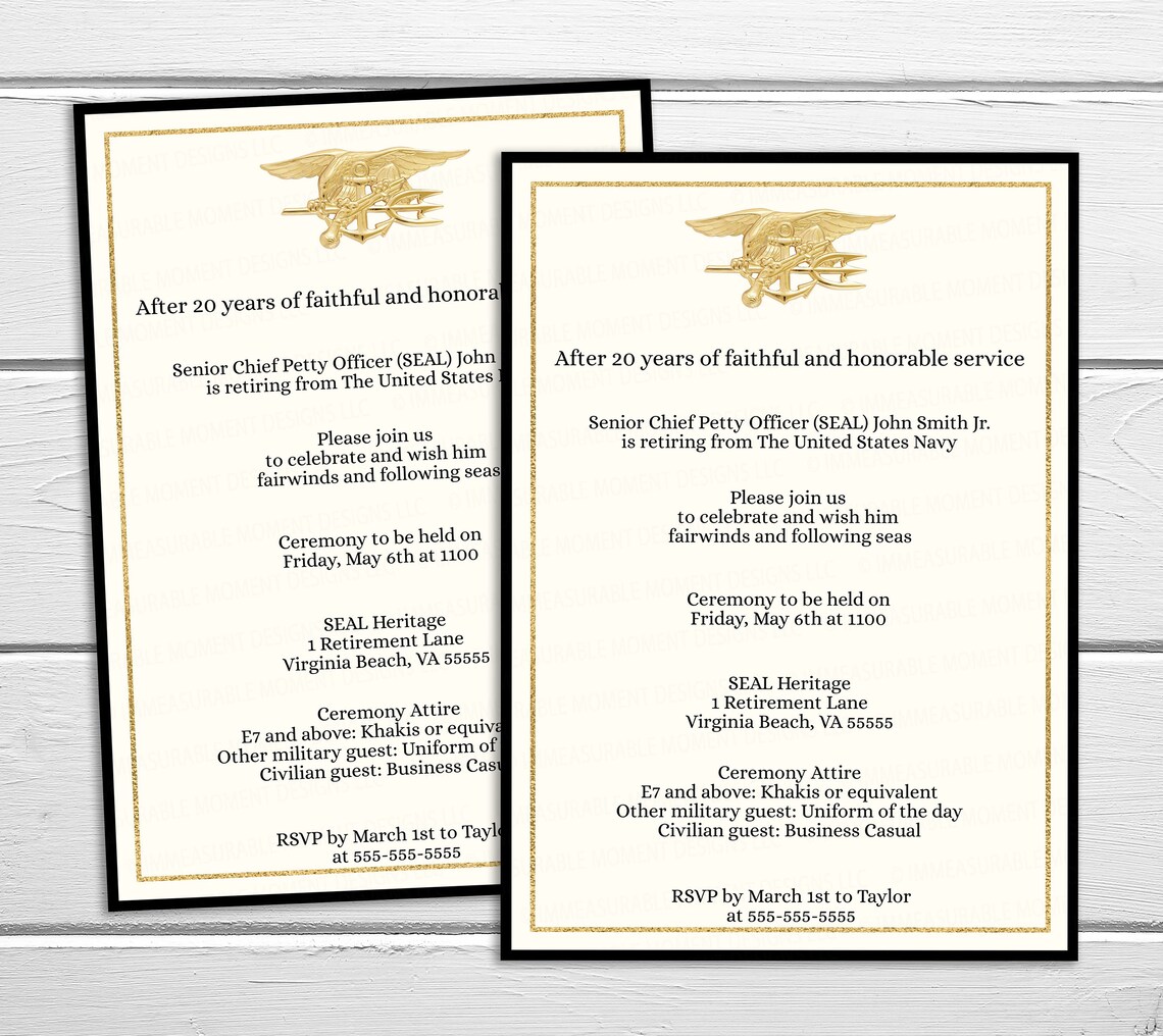 SEAL Retirement Invitation NSW US Navy Seal Retirement - Etsy