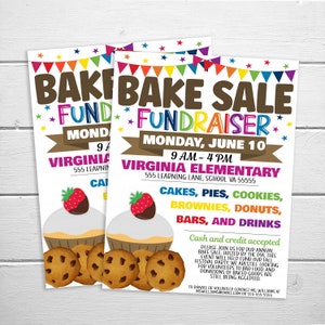 Bake Sale Flyer, School Church Company Fundraiser Event, Printable ...