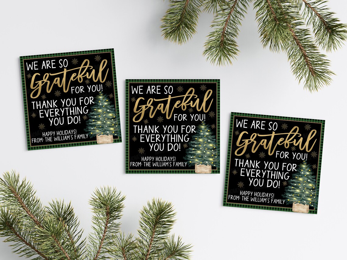 Holiday Thank You Appreciation Gift Tag Editable Thank You - Etsy