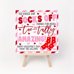 Valentine's Day Sock Gift Tags, Editable Fuzzy Socks, Mani Pedi Gift ...