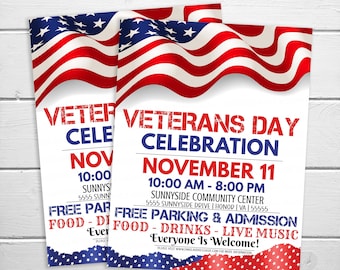 Veterans Day Post Card Template Editable Veterans Day - Etsy