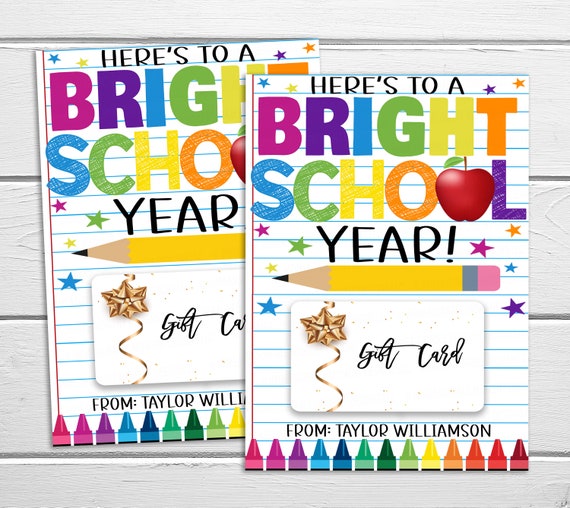 Back To School Gift Card Holder, Here's To A Bright School Year, First ...