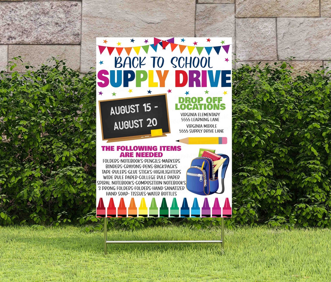 School Supply Drive Flyer, Printable Editable PTO PTA Flyer, Supplies ...