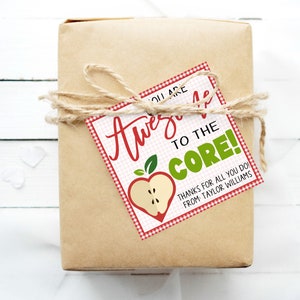 Teacher Apple Gift Tags, You Are Awesome to the Core, Teacher ...