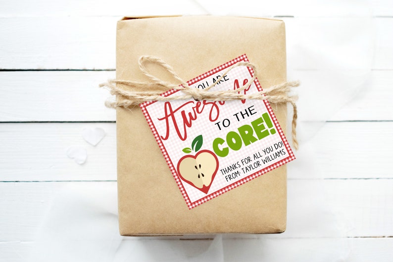 Teacher Apple Gift Tags You Are Awesome to the Core Teacher - Etsy