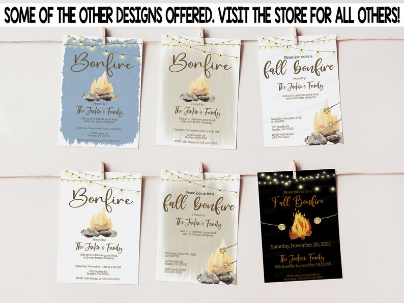 EDITABLE Bonfire Invitation Card, S'more Wedding Bridal Engagment ...