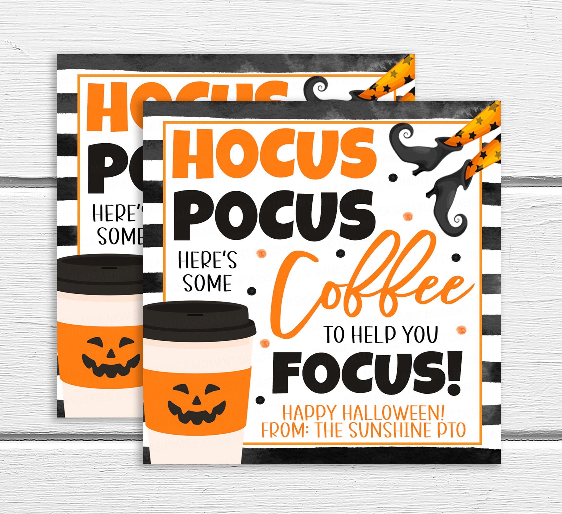 Halloween Coffee Gift Tag, Hocus Pocus Coffee to Focus, Fall Autumn ...