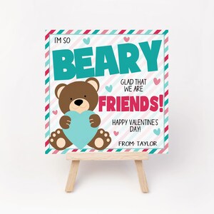 Valentine Teddy Bear Tag, Editable Beary Glad We Are Friends, Gummy ...