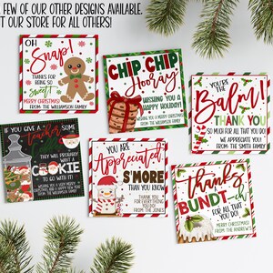 Christmas S'more Holiday Gift Tag, Editable Employee Teacher Nurse ...