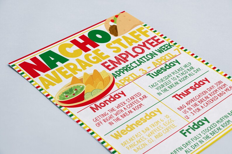 Nacho Average Appreciation Week Itinerary Employee Staff - Etsy