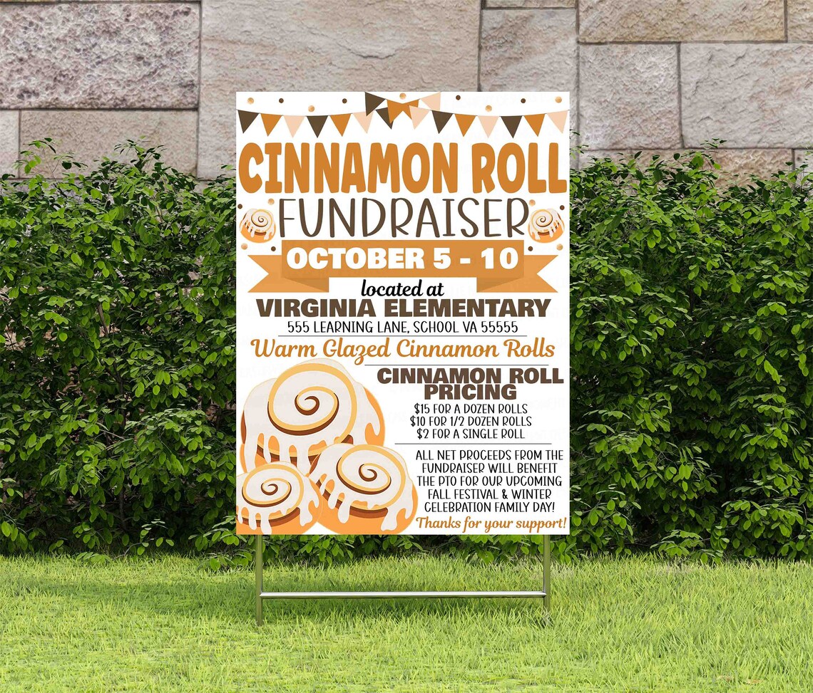 Cinnamon Roll Fundraiser Flyer, Cinnamon Buns Editable Printable School ...
