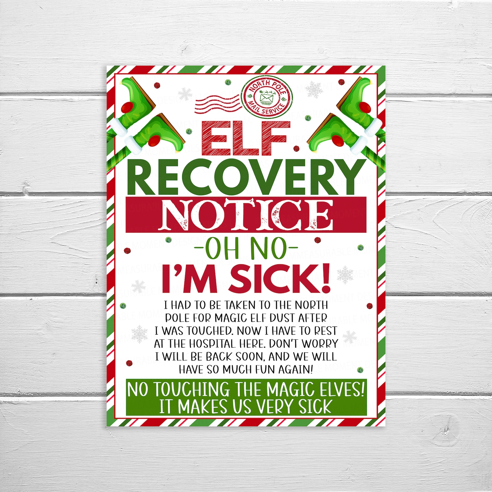 Editable Elf Recovery Notice Printable Oh No I'm Sick - Etsy