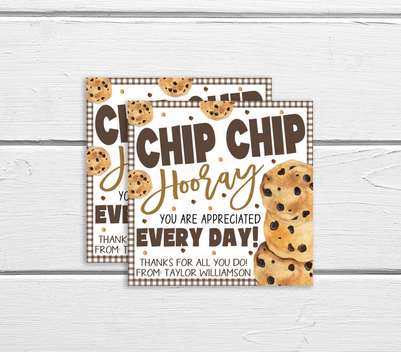 Cookie Thank You Gift Tags Chip Chip Hooray Appreciation - Etsy
