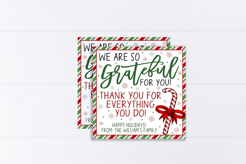 Holiday Appreciation Gift Tag Editable Christmas Thank You - Etsy