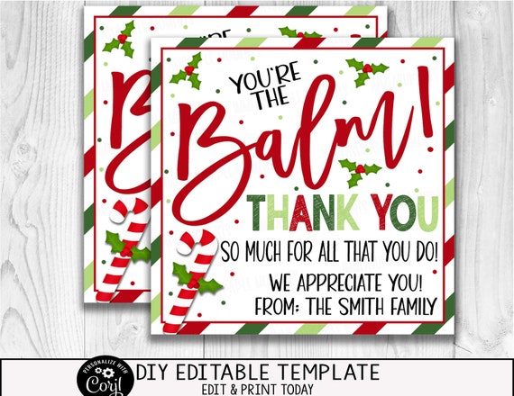 You're The Balm Gift Tag, Appreciation Teacher Staff Company Business ...
