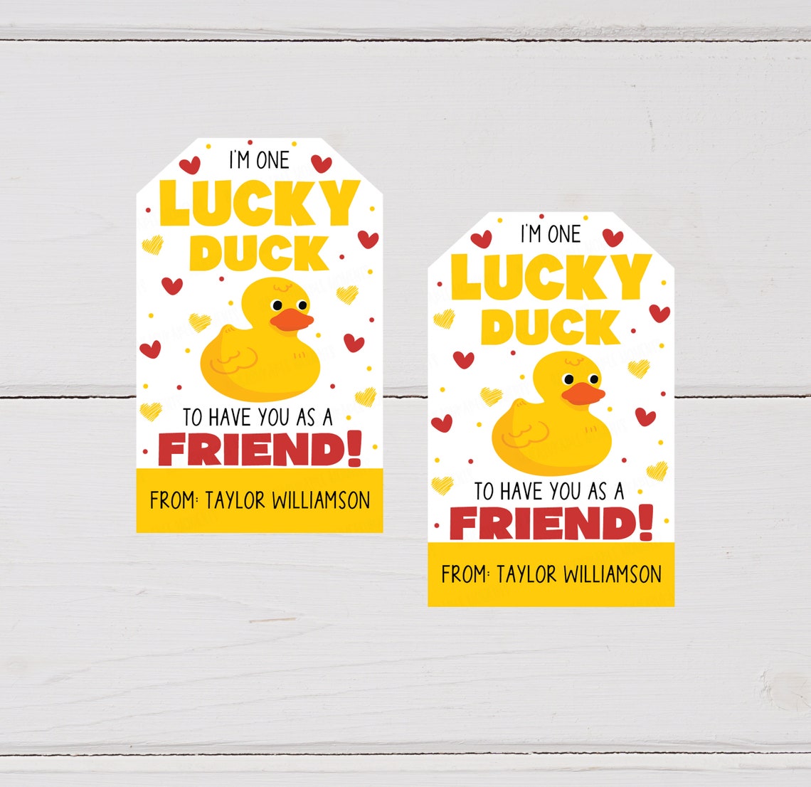 Rubber Duck Gift Tag, Editable Valentine Daycare Preschool School Early ...