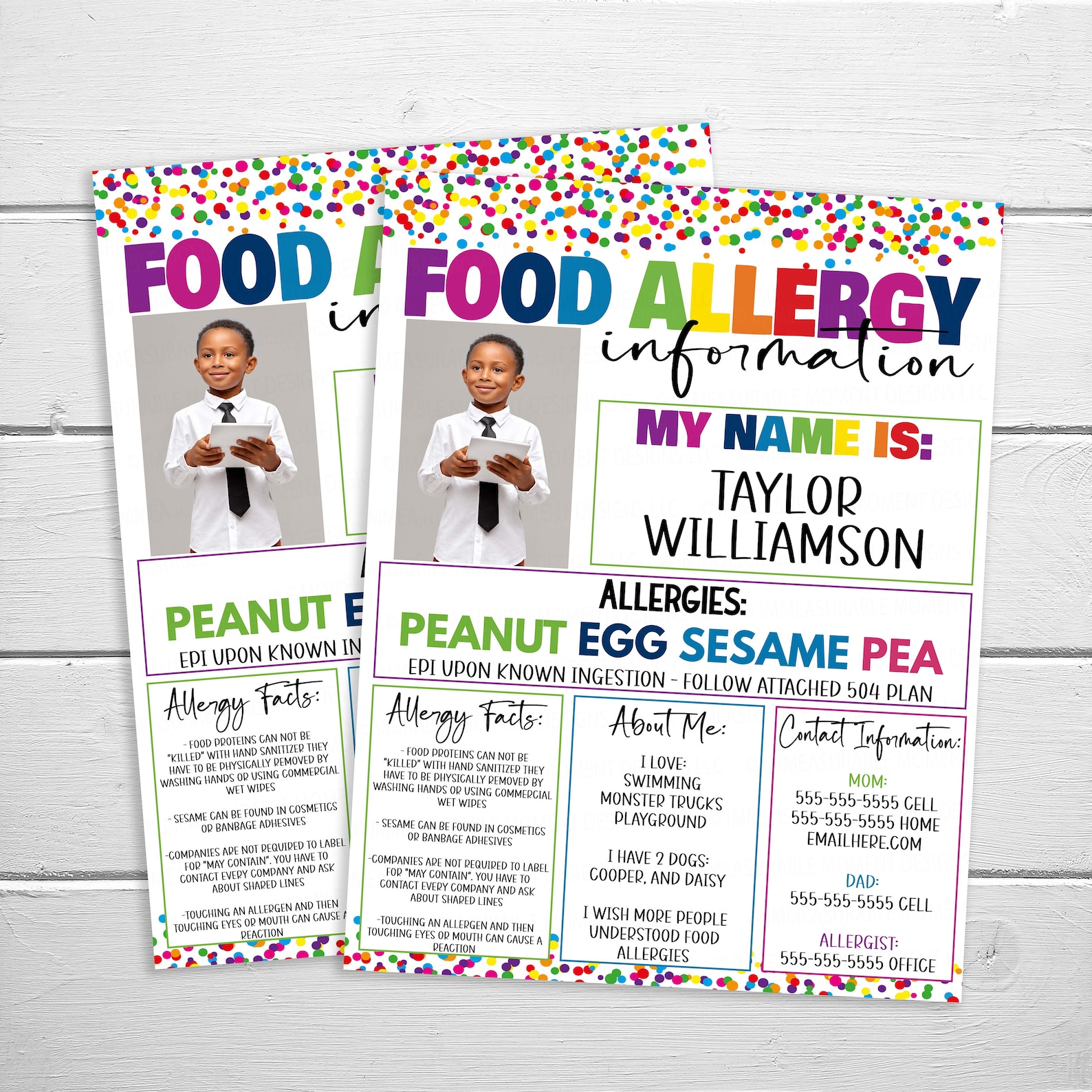 Editable Food Allergy Information Sheet Printable School - Etsy Canada
