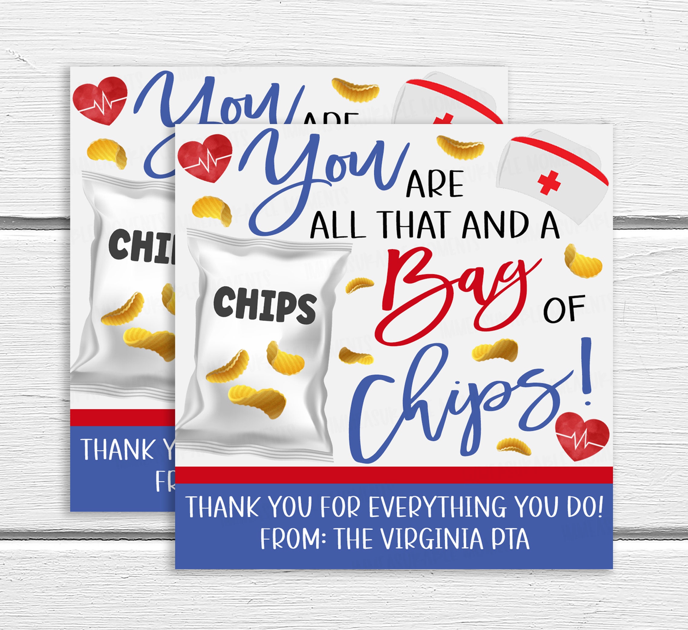 Nurse Appreciation Gift Tag Potato Chip Gift Editable | Etsy