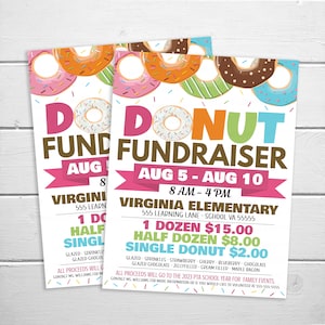 Donut Fundraiser Flyer, Bake Sale Fundraising Invitation, School Church ...