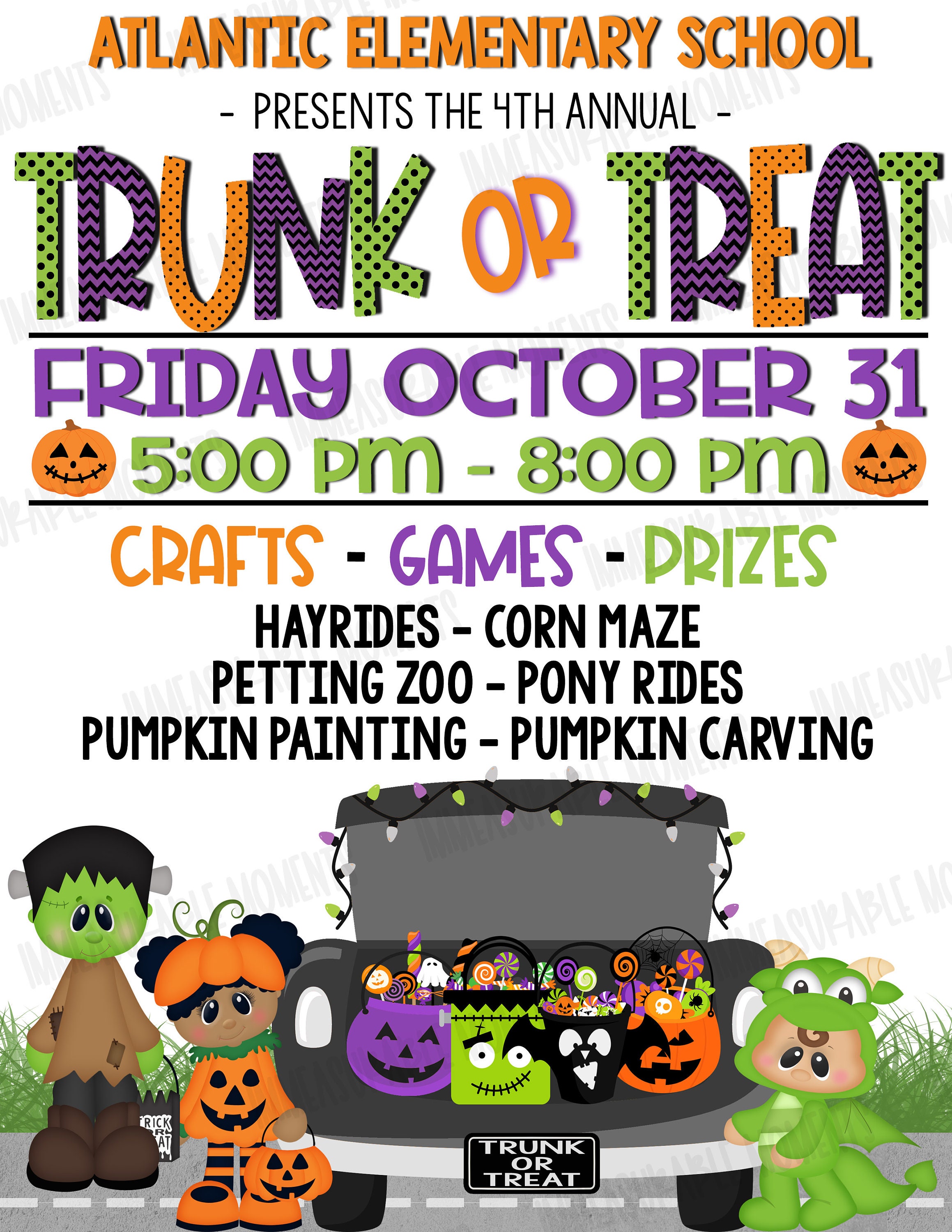 EDITABLE Trunk or Treat Flyer Invitation Kids Halloween | Etsy