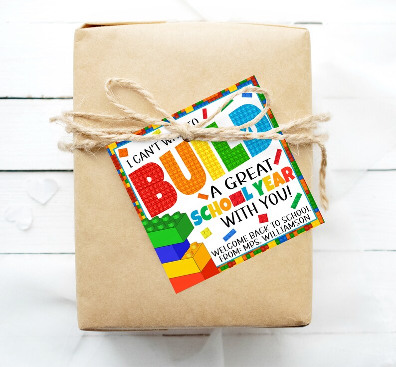 Back to School Building Blocks Gift Tags, Students Classmates Classroom ...