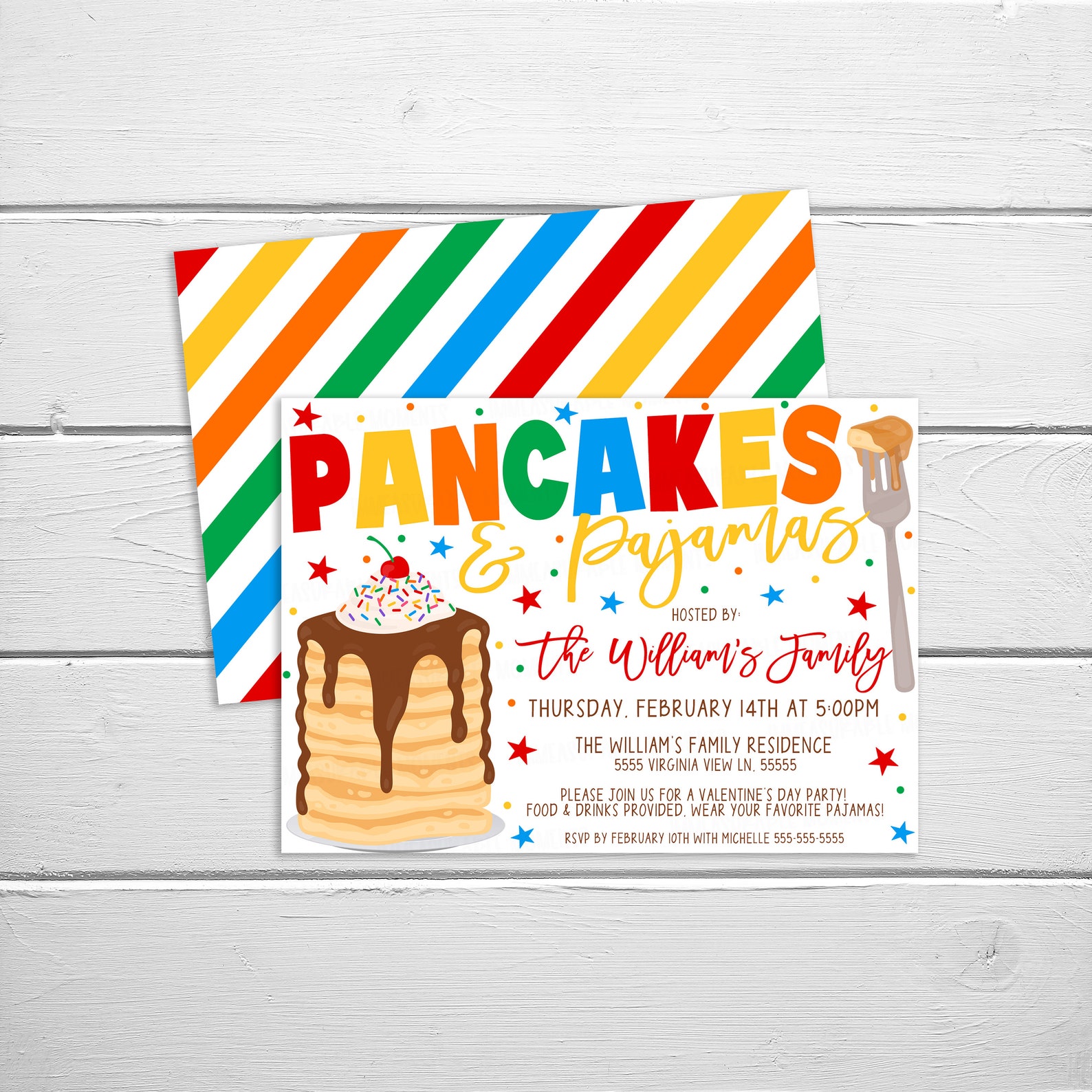 Pancakes And Pajamas Party Invitation Editable Birthday Etsy