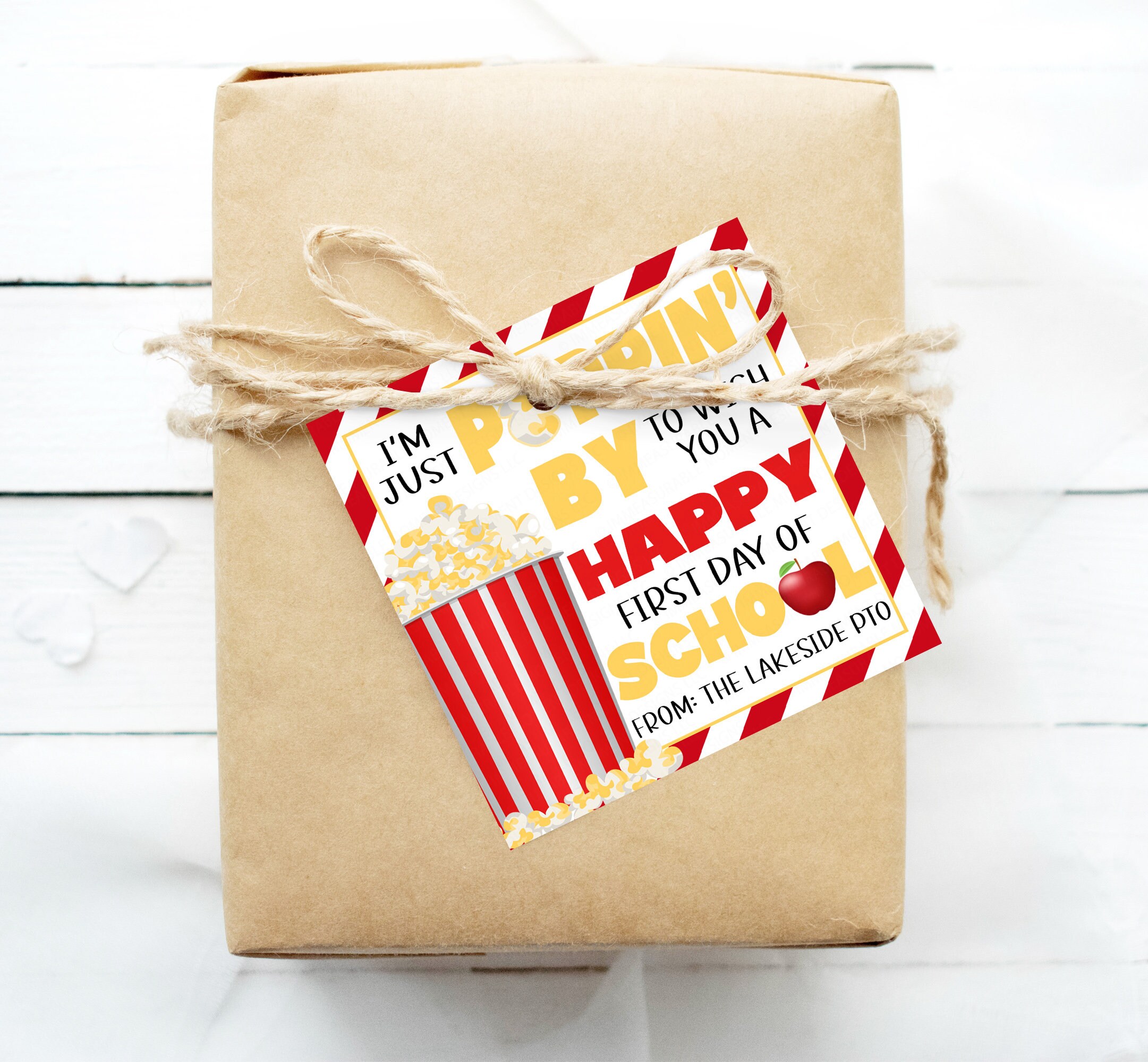 Popcorn Back to School Gift Tags, Poppin' by Happy First Day of School ...