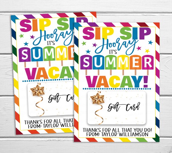Sip Sip Hooray Summer Vacay Gift Card Holder, Wine Alcohol, Tropical ...