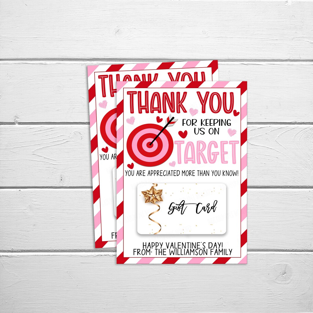 Valentine Thank You Gift Card Holder, Editable Thank You Target Gift ...