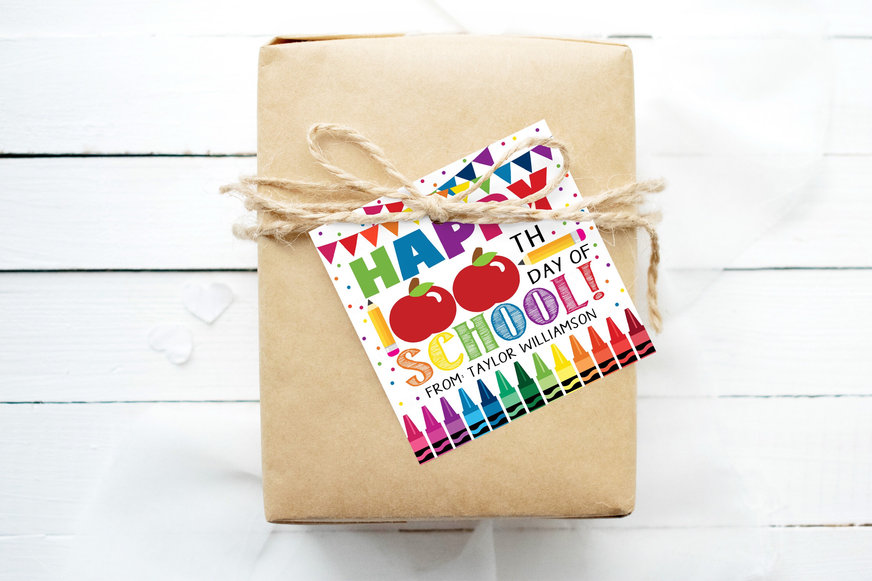Happy 100th Day of School Gift Tag Editable 100th Day Tag - Etsy