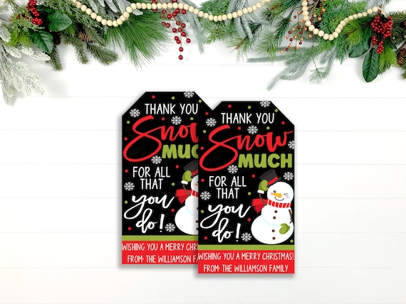 Christmas Appreciation Gift Tag, Editable Thank You Holiday Employee ...